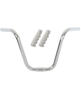 OG Lowrider Handlebar V 9" 25.4mm Chrome & Grips Lowrider 120mm White ...