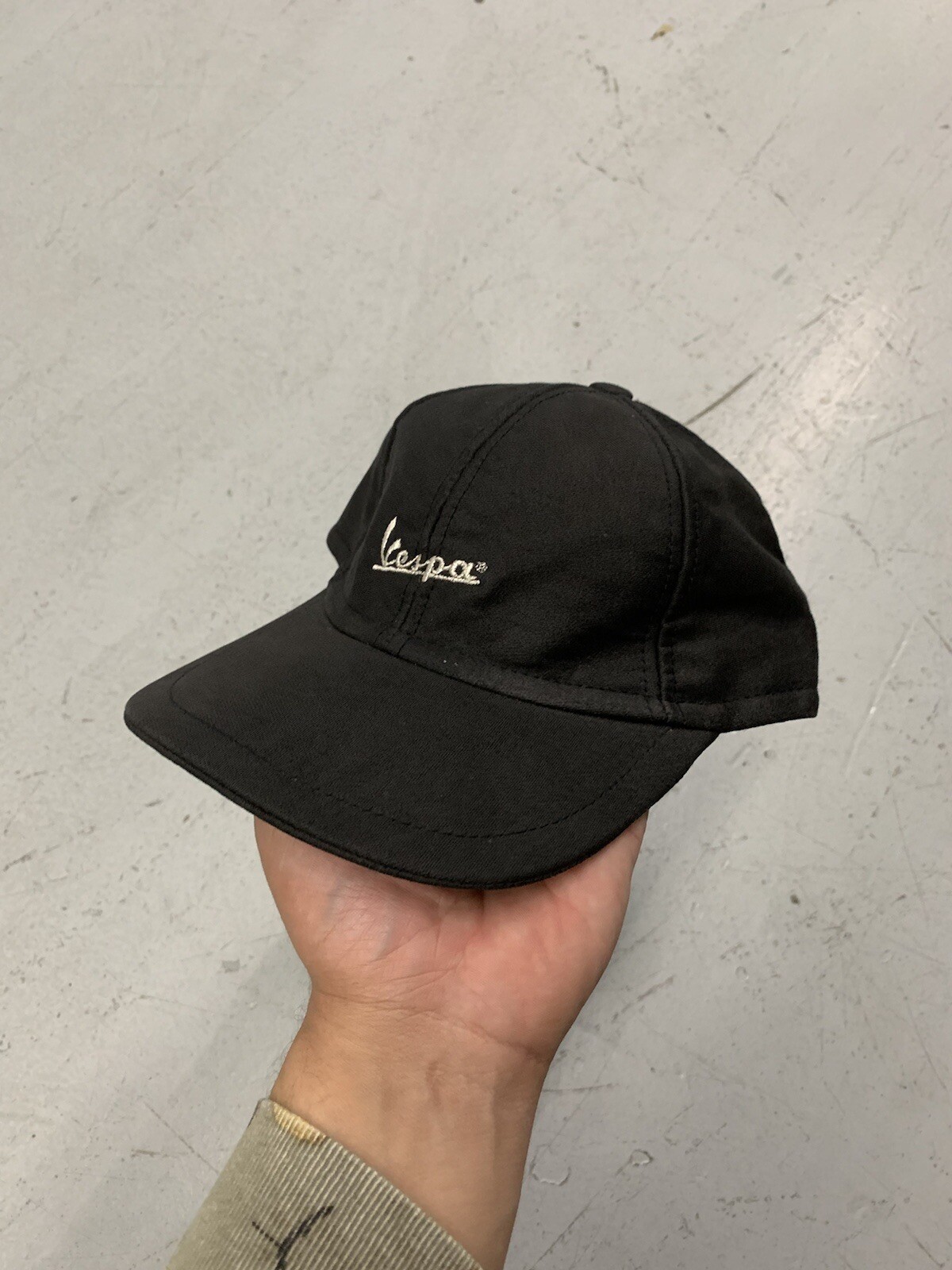 Vespa Cursive Logo Hat Black Cap 6 Panel Scooter Moto… - Gem