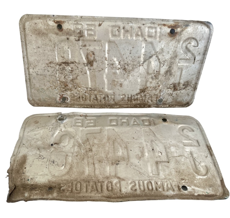 Idaho License Plates 2J 4 478 from Jerome County Famous Potatoes 2 1968 ...