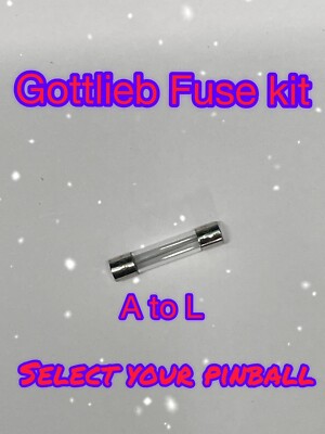 Gottlieb Pinball Machine Fuse Kit **Select Your Pinball (A to L)** | eBay