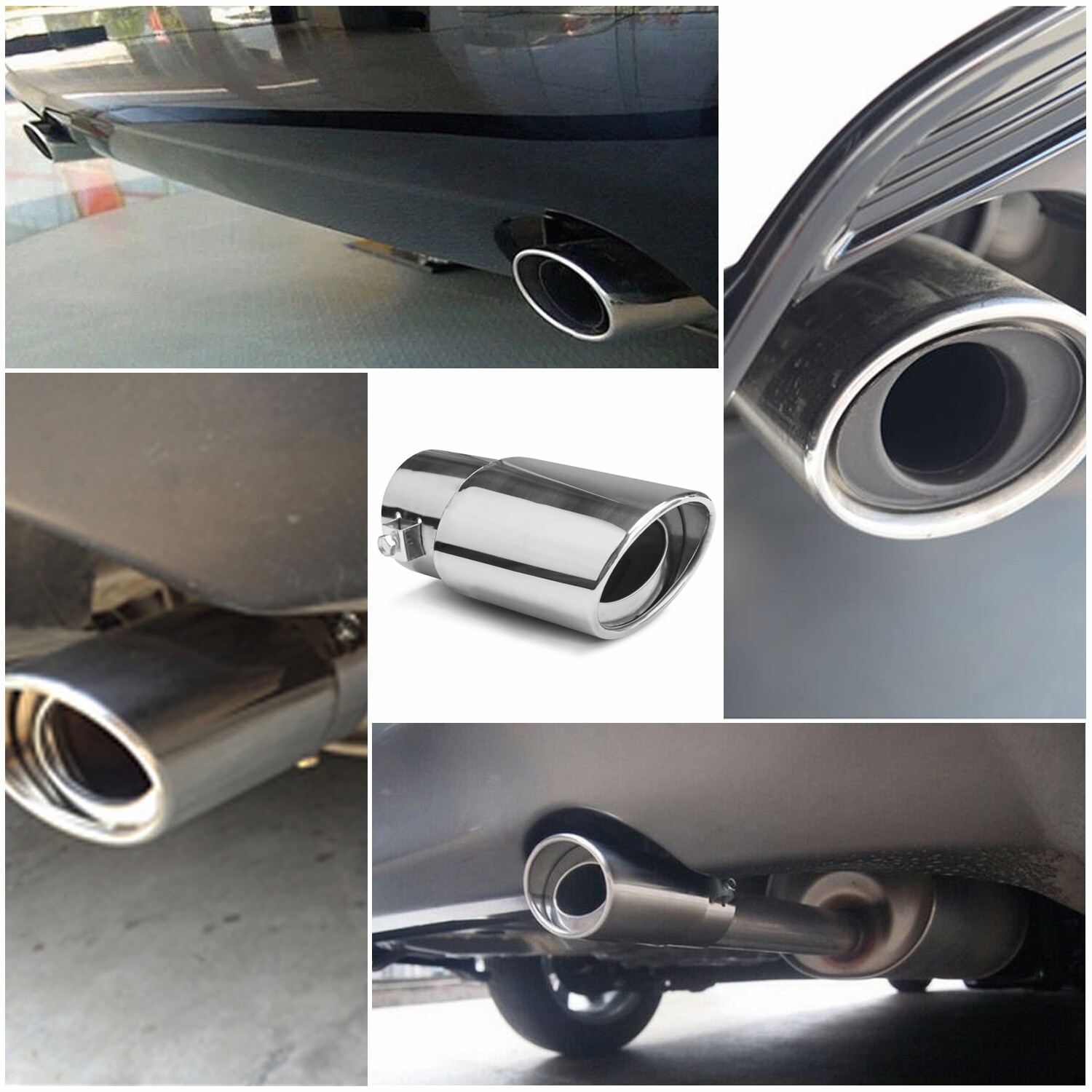 Chrome Car Stainless Steel Rear Exhaust Pipe Tail Muffler Tip Round ...