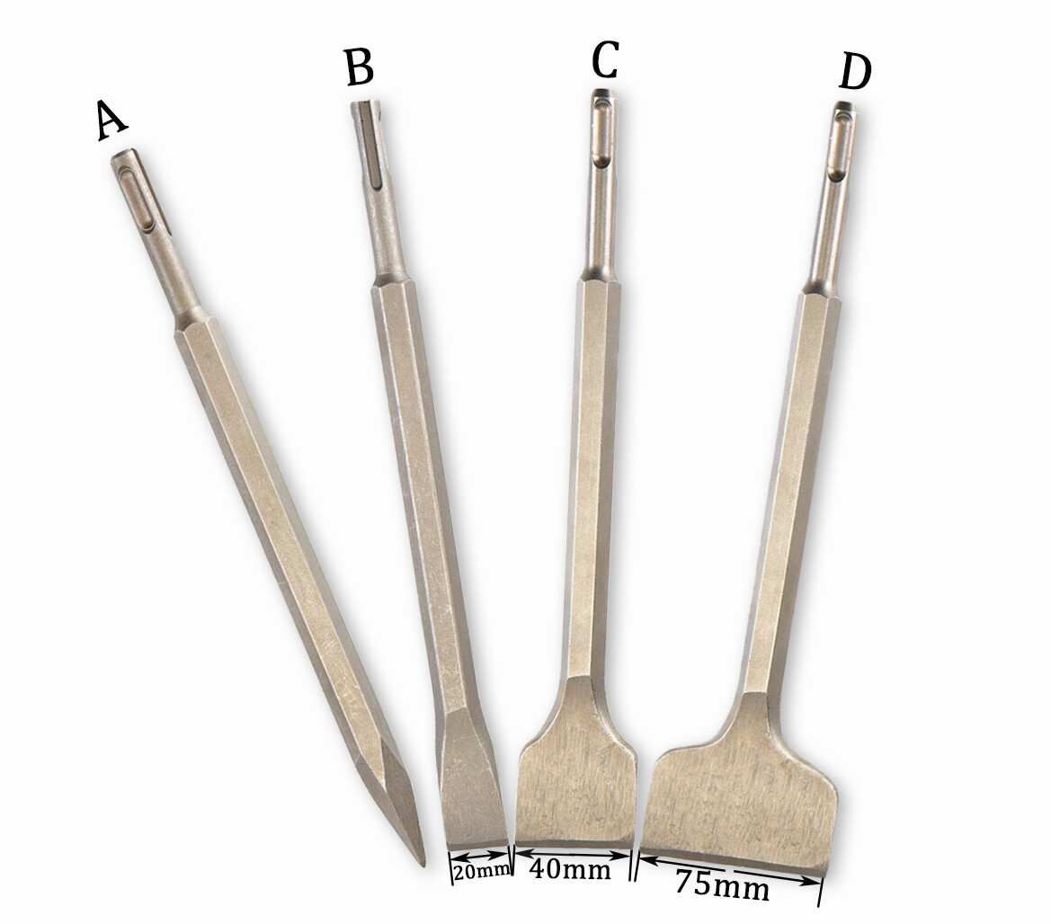 SDS + HAMMER MASONRY CHISEL FLAT POINT DRILL SCALING BIT SET 250mm | eBay