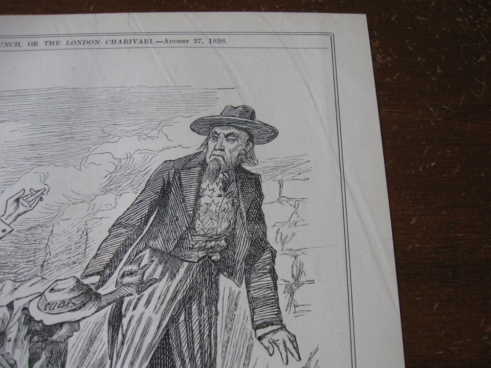 1898 Original POLITICAL CARTOON - UNCLE SAM Trouble w CUBA SPAIN WAR | eBay