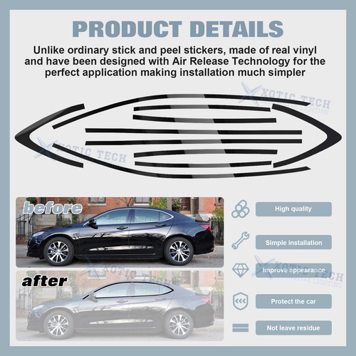 Glossy Black Chrome Delete Blackout Window Cover Sticker For Acura TLX ...