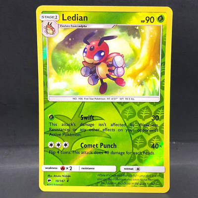 2017 POKEMON BURNING SHADOWS LEDIAN 10/147 REVERSE HOLO (RARE) | eBay