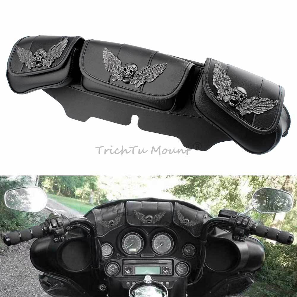 Harley Touring Windshield Bags 3 Pouch Pocket Fairing Windshield Bag