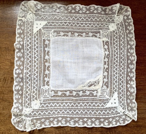 ANTIQUE 1887 OVERSIZED 16” LACE & BRODERIE ANGLAISE WEDDING ...