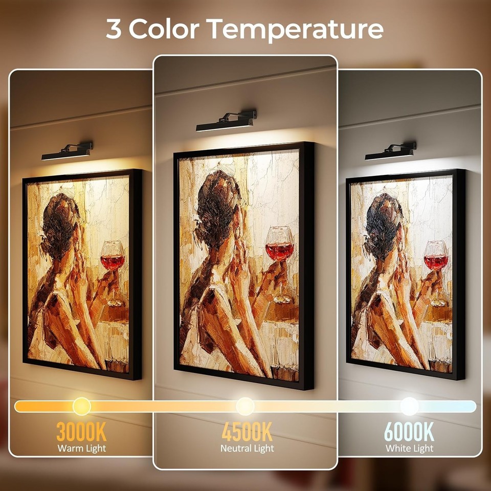 Battery Operated Picture Light Gallery Light for Painting CCT Dimmable ...