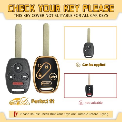 for Honda Car Key Cover with Keychain,Fit for Honda 2003 4 Buttons 4 ...