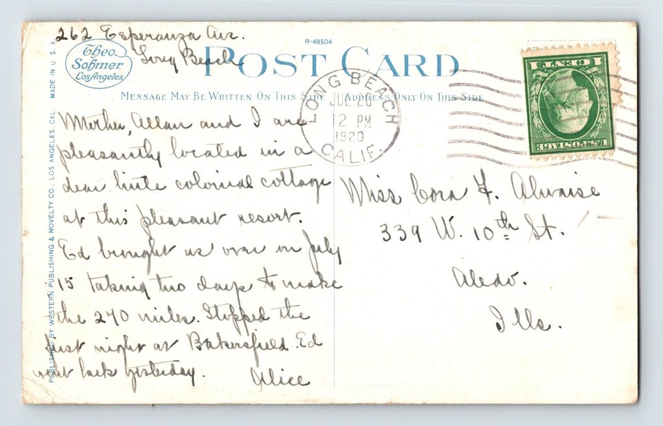 Vintage 1920 Breakers at Long Beach California Litho Postcard Pier | eBay