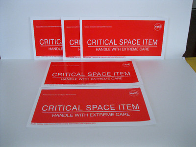New Lot of 10 NASA Critical Space Item Adhesive Label Labels 8" x 4" | eBay