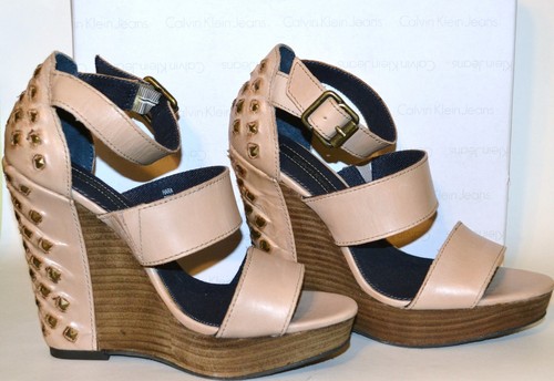 NWB Calvin Klein HARA BRNSHD Plataform Wedge Leather Size 6 US | eBay
