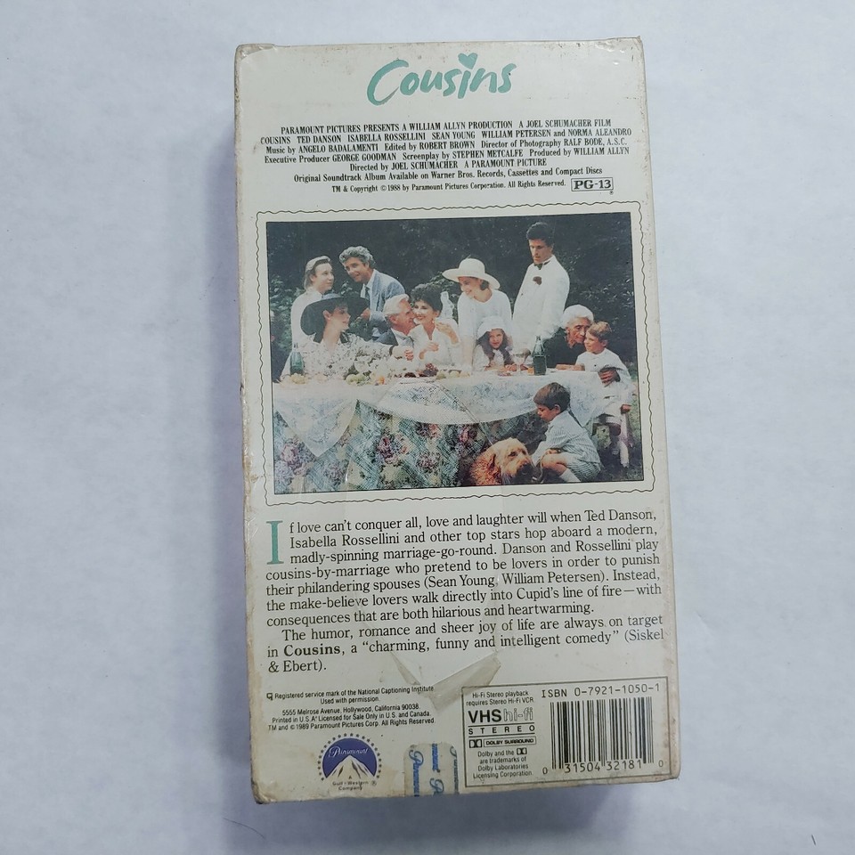 Cousins (VHS) Ted Danson, Isabella Rosellini, Sean Young, William ...