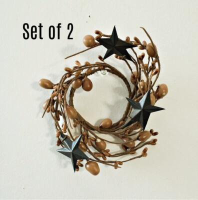 New Primitive SET 2 BLACK STAR TAN BERRY CANDLE RING Taper Rings 2.5 ...