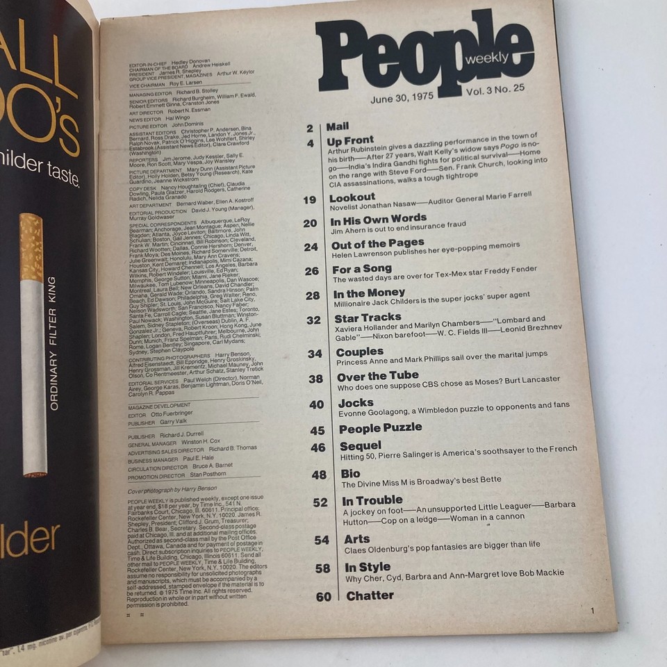 VTG People Weekly Magazine June 30 1975 Vol 3 No. 25 Bette Midler No ...