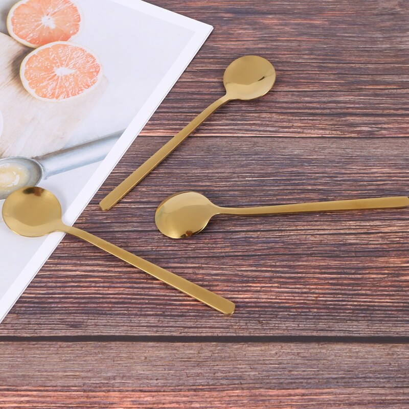 12pcs/Set Round Shape Coffee Spoon Stainless Steel Teaspoons Sugar ...