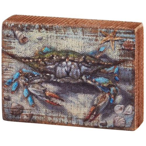 Primitives by Kathy Block Sign Blue Crab Beach House Ocean Decor Gift ...