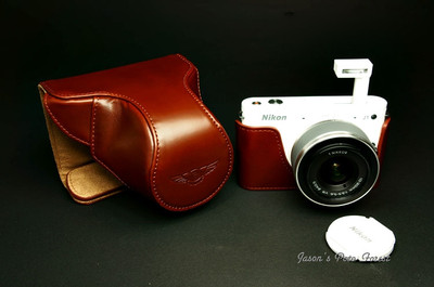Handmade Full Real Leather Camera Case for Nikon J1(For 10-30mm/f3.5-5. ...