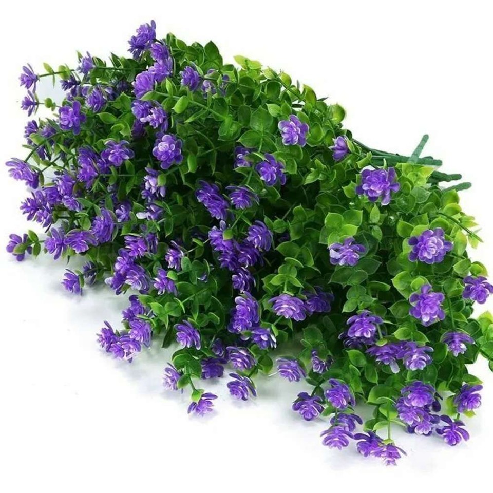 Purple Artificial Flowers Fake Outdoor UV Resistant Shrubs Plants ...