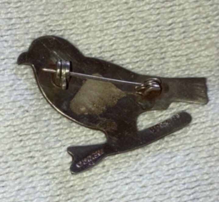 Vintage Stamped “Mexico Alpaca” Silver & Inlaid Shell… - Gem