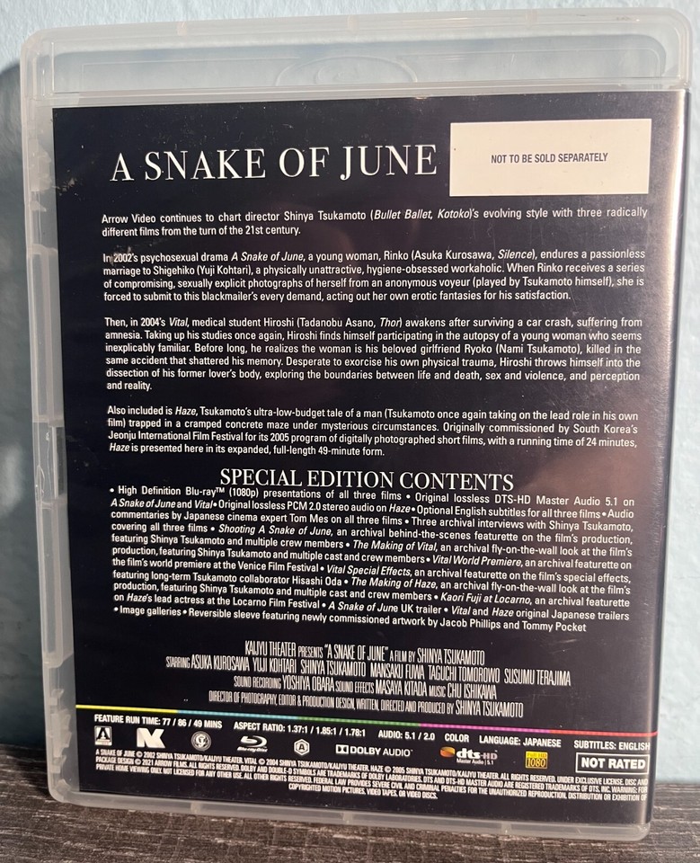 A SNAKE OF JUNE (Blu Ray) SHINYA TSUKAMOTO - RARE (Tetsuo: Iron Man) | eBay