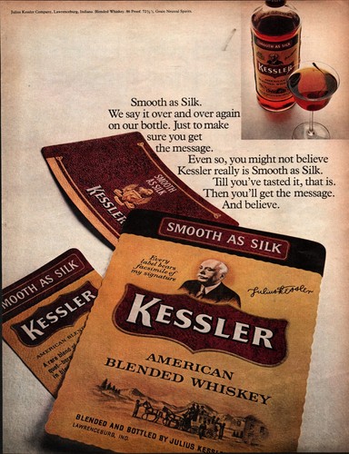 1969 Kessler Blended American Whiskey Smooth As Silk Print Ad ...