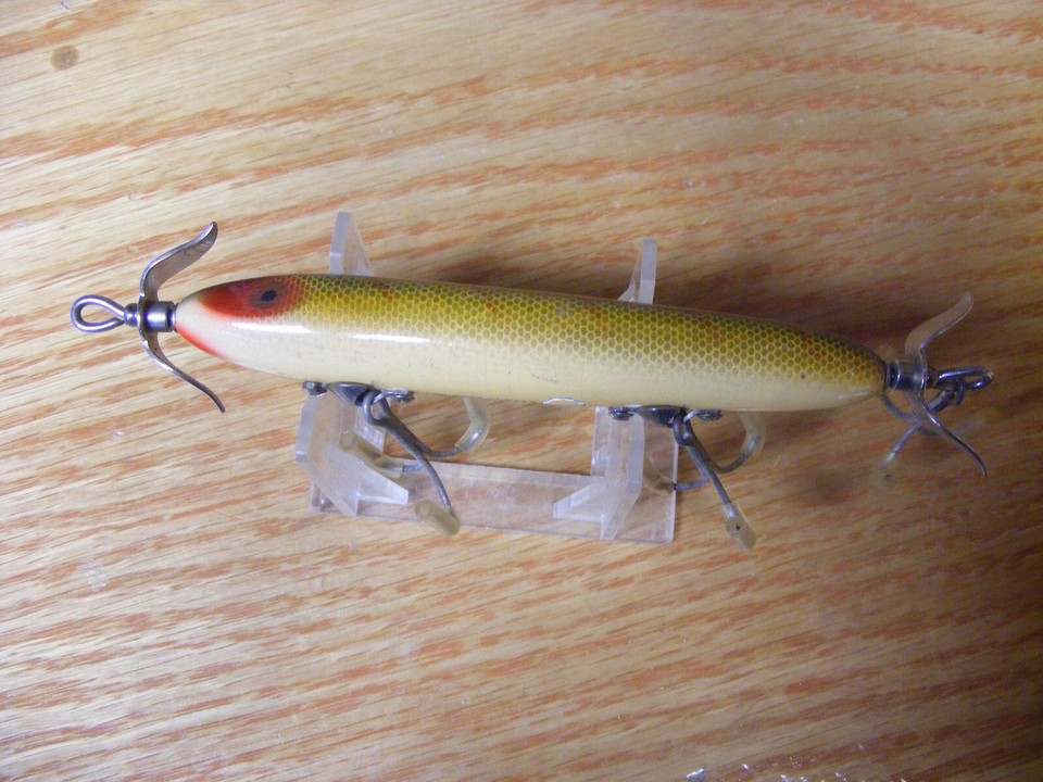Beautiful Vintage Original Wooden 130 Heddon Torpedo in Perch Color | eBay
