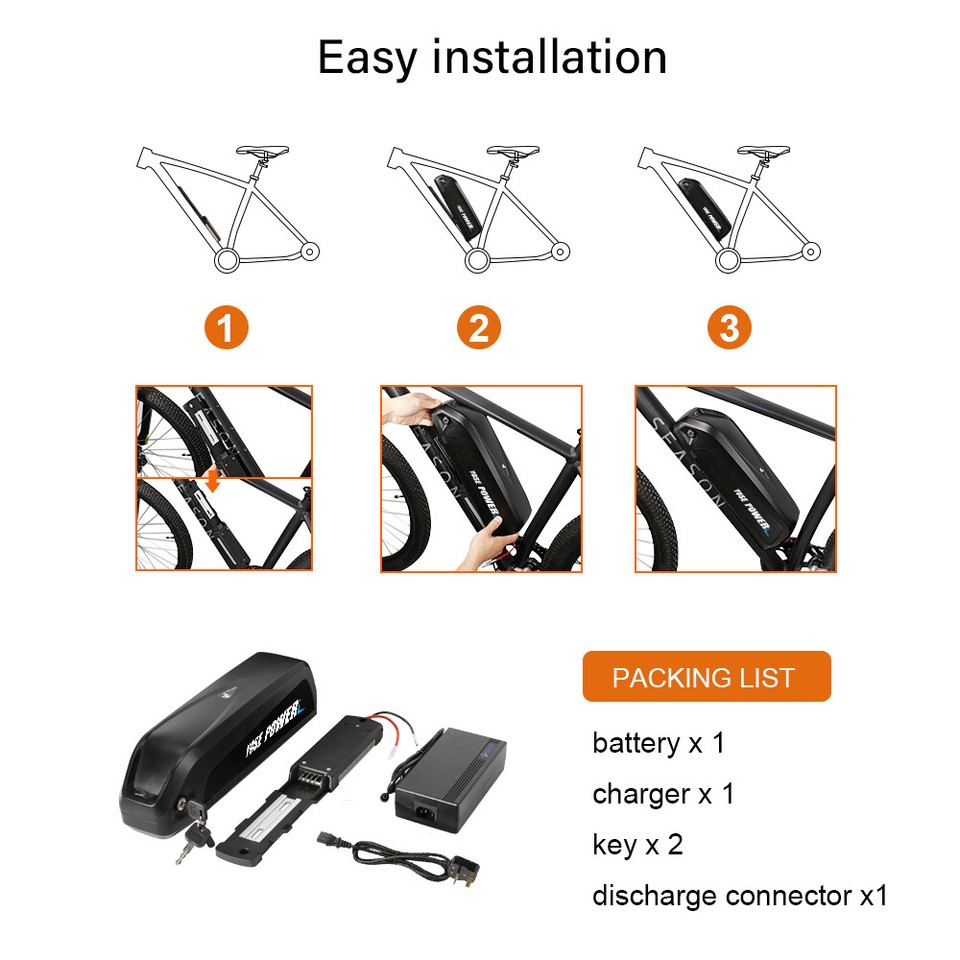 48V13Ah E-Bike Electric Bicycl Lithium-ion HL E-bike Battery with USB ...