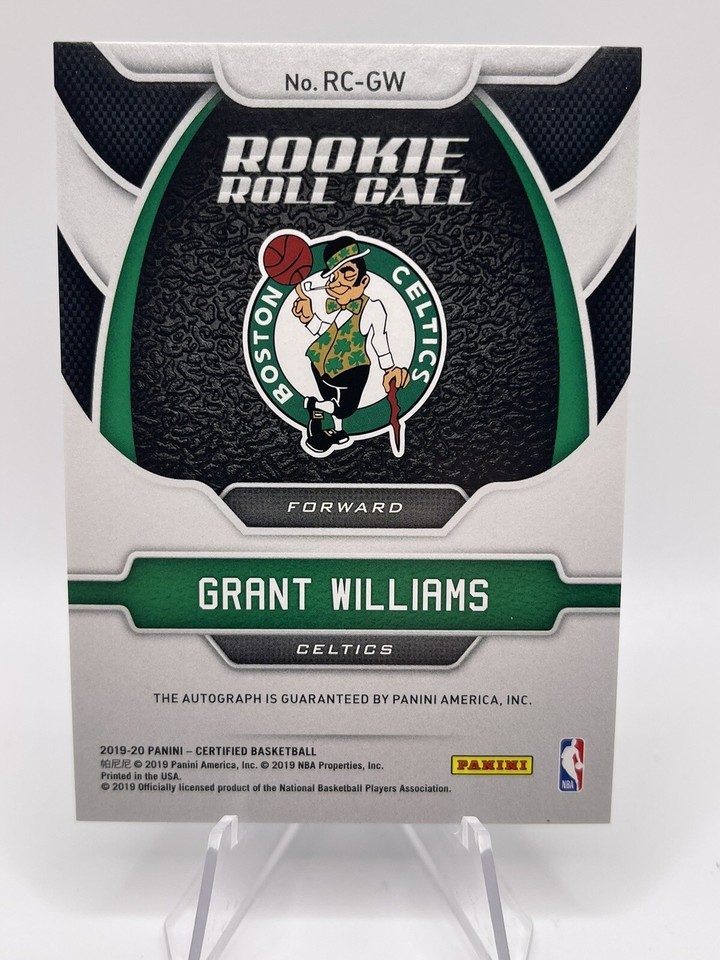2019-20 Certified Rookie Roll Call Grant Williams RC-GW Rookie Auto RC ...
