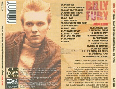 BILLY FURY/EDDY JASON SINGS A BUDDY HOLLY SONG NEW CD 5033531005621| eBay