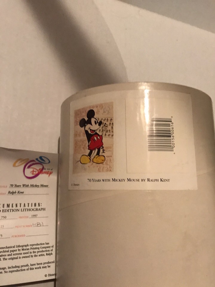 70 Years With Mickey Mouse By Ralph Kent Limited Edition Lithograph 481 ...