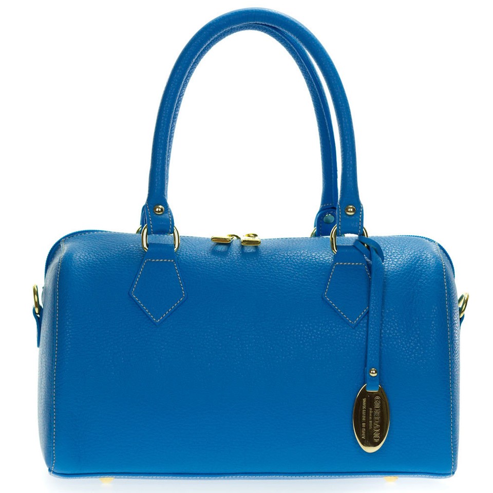 Giordano Italian Made Bright Azure Blue Leather Structured Satchel ...