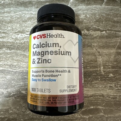 CVS Calcium Magnesium Zinc Supplement 100 Tablets Bone Muscle Health ...