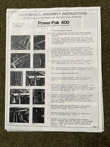 Vintage Universal Home gym Power Pak 400 | eBay