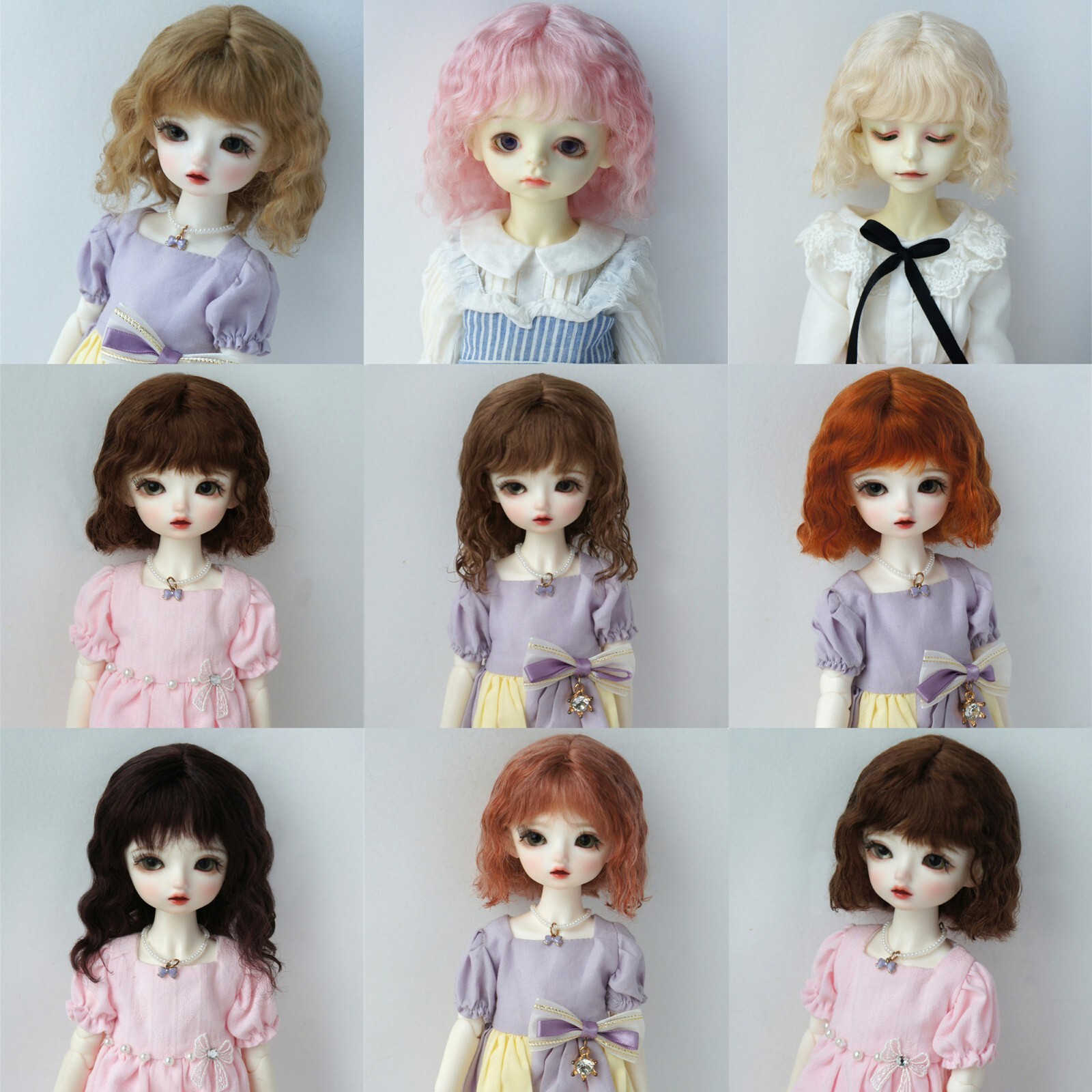 For Blythe 6-7" 10-11" 1/3 BJD Curly Bangs Mohair Wig LUTS Doll SD DOD ...