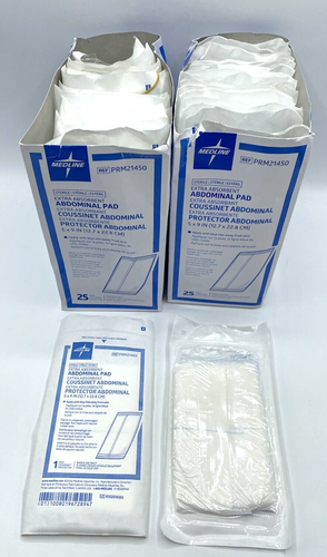 Medline Abdominal Pads Extra Absorbent Sterile 5x9"PRM21450 Qty 44 NEW ...