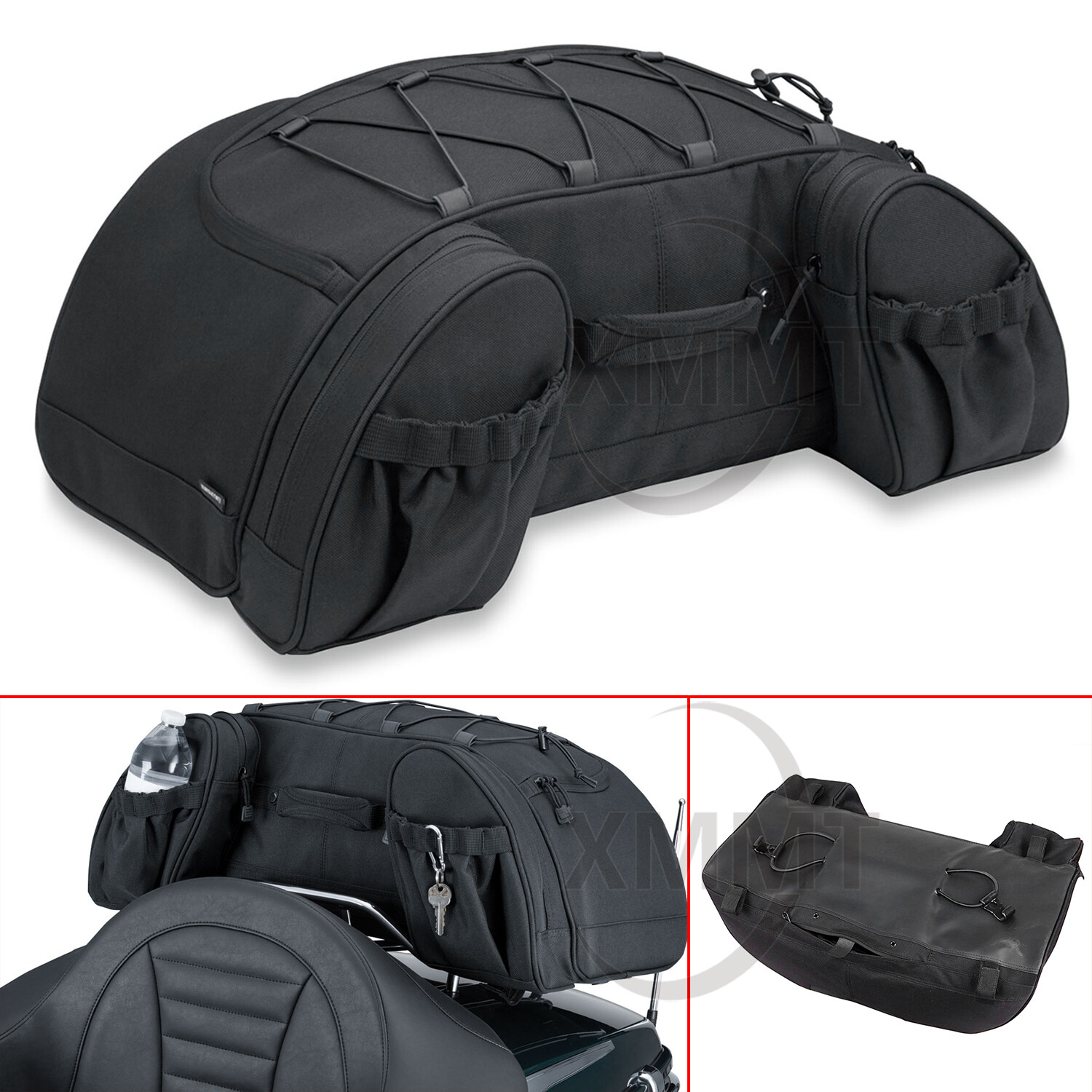 Black Trunk Rack Bag Luggage Fit For Harley Electra Glide FLHFB FLHF ...