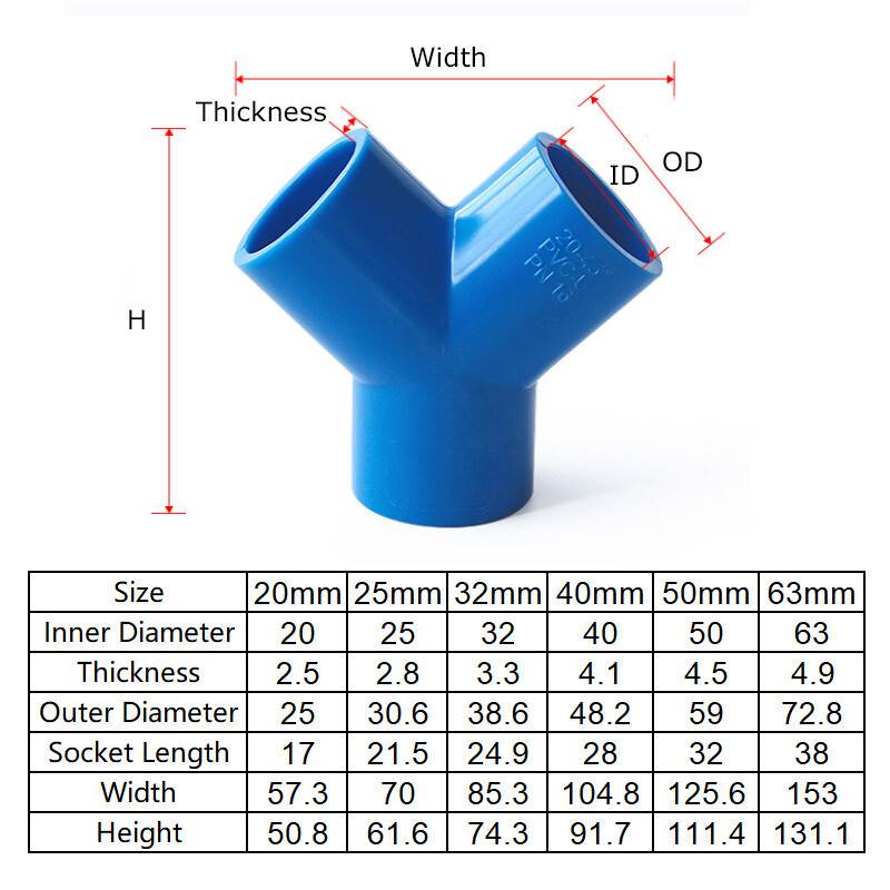 PVC 3-ways Y-Type Pipe Fitting Hose Connector For Fish Tank Pond ...