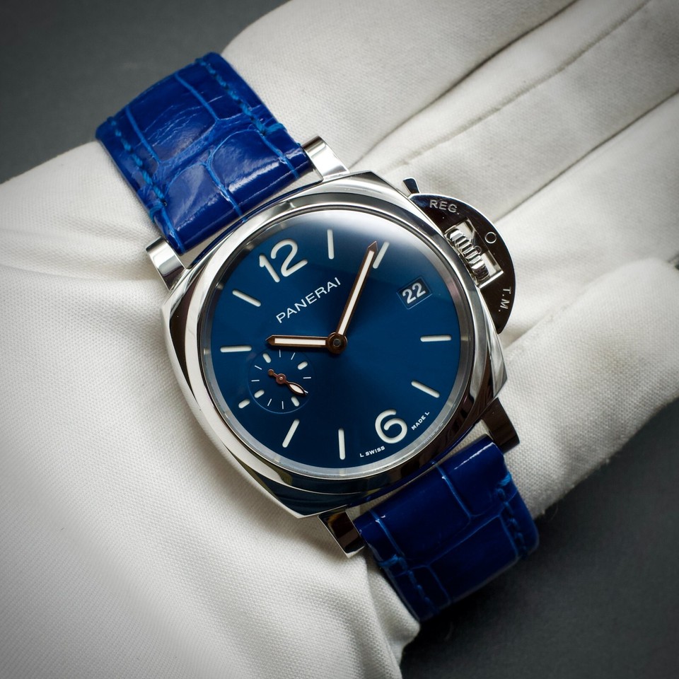 Panerai Luminor Due 38mm Blue Sunburst Dial Stainless Steel PAM01273 B ...