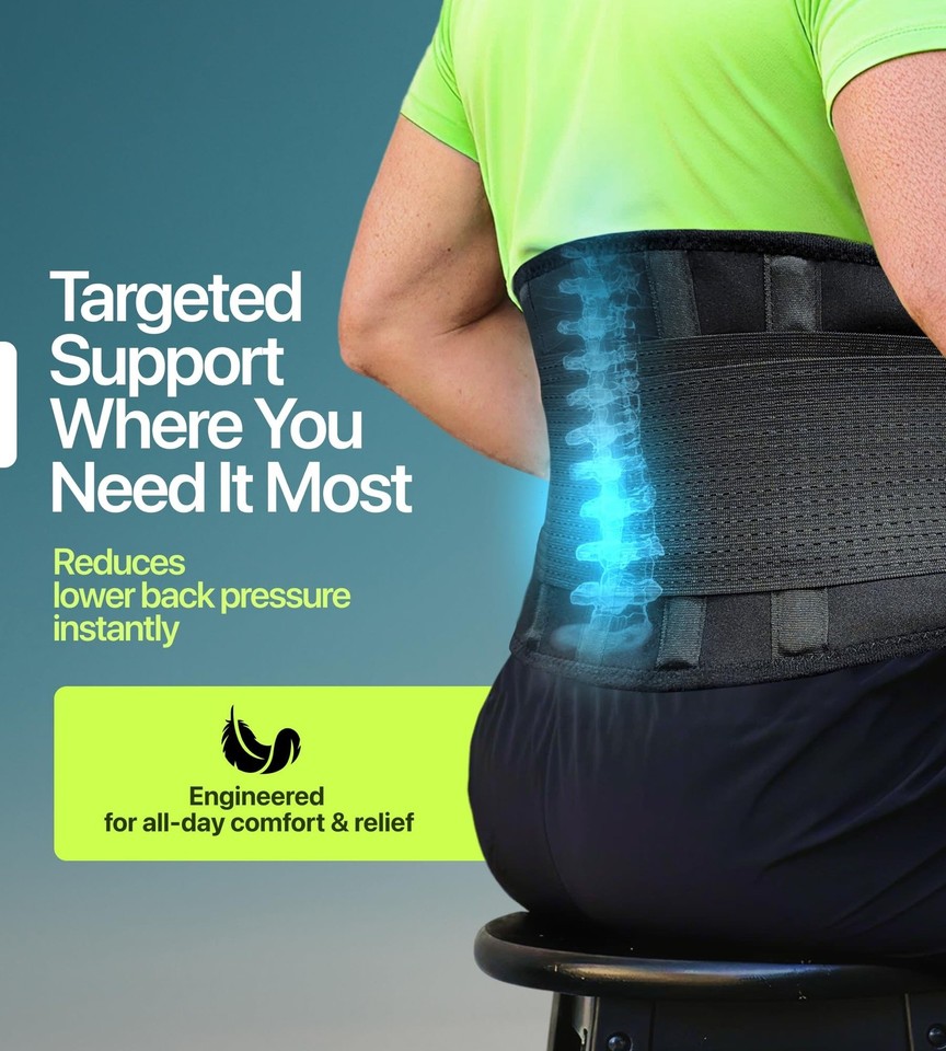 5XL Plus Size Back Brace – Adjustable Lumbar Support for Women & Men ...