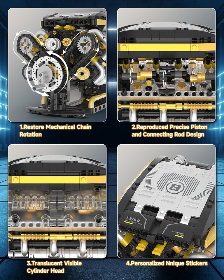 V8 Engine Building Set, V8 Engine Model Kit That Run with Manual ...