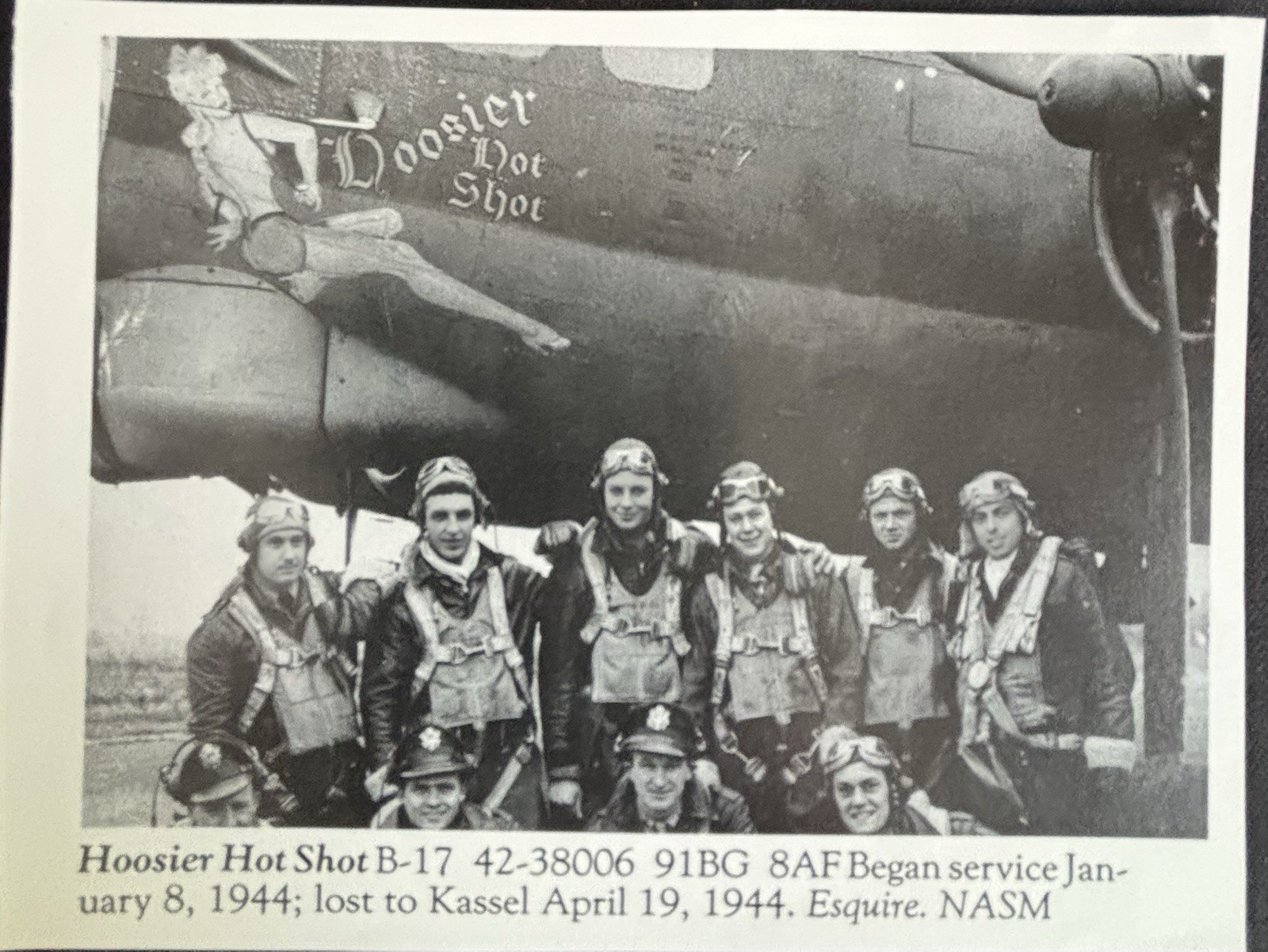 Book Clipping Photo B-17 Hoosier Hot Shot 91st Bomb Group 8th Air Force ...