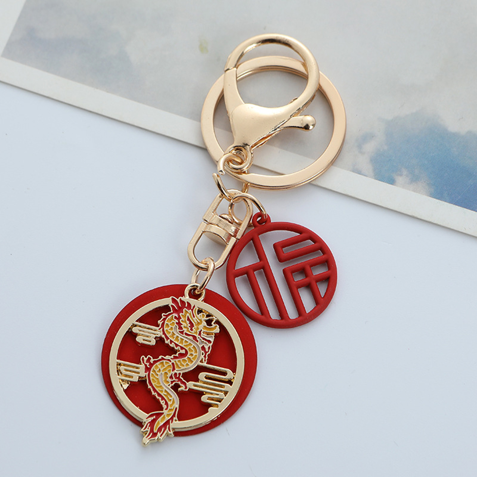 Phoenix Keychain Stainless Chinese Dragon New Year Pendant Zodiac Gift ...