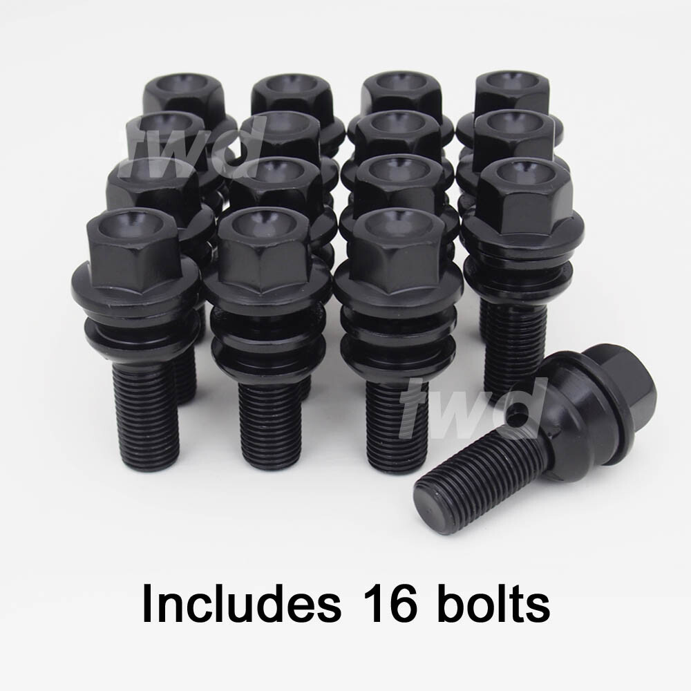 16x BLACK WHEEL BOLTS - PORSCHE BOXSTER 986 987 981 ALLOY LUG NUT STUD ...