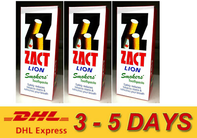 3 x ZACT LION Smokers Toothpaste White Teeth Refresh your breath 90g ...