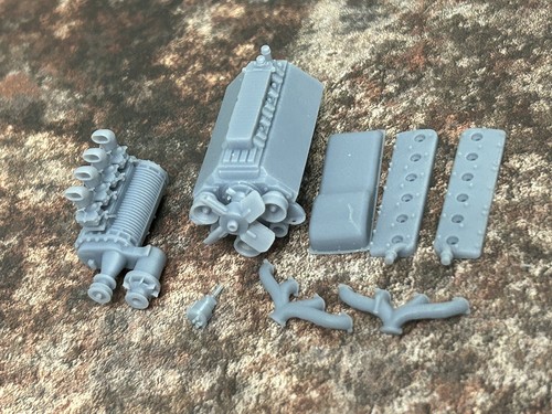 Resin Supercharged V-12 Flathead engine for scale model cars, 1/24 1/25 ...