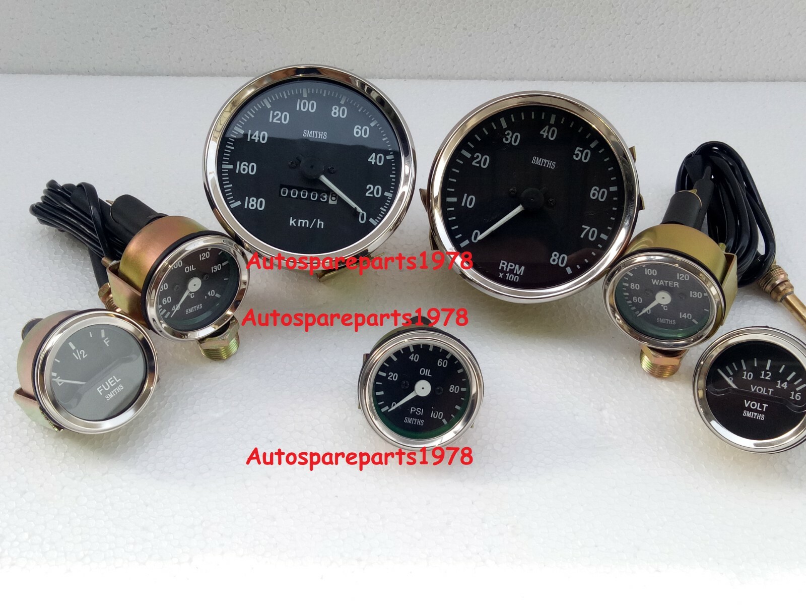 Smiths Kit 52mm Oil Temp Oil Bar Fuel Volt Gauge Kph 100 mm Speedo ...