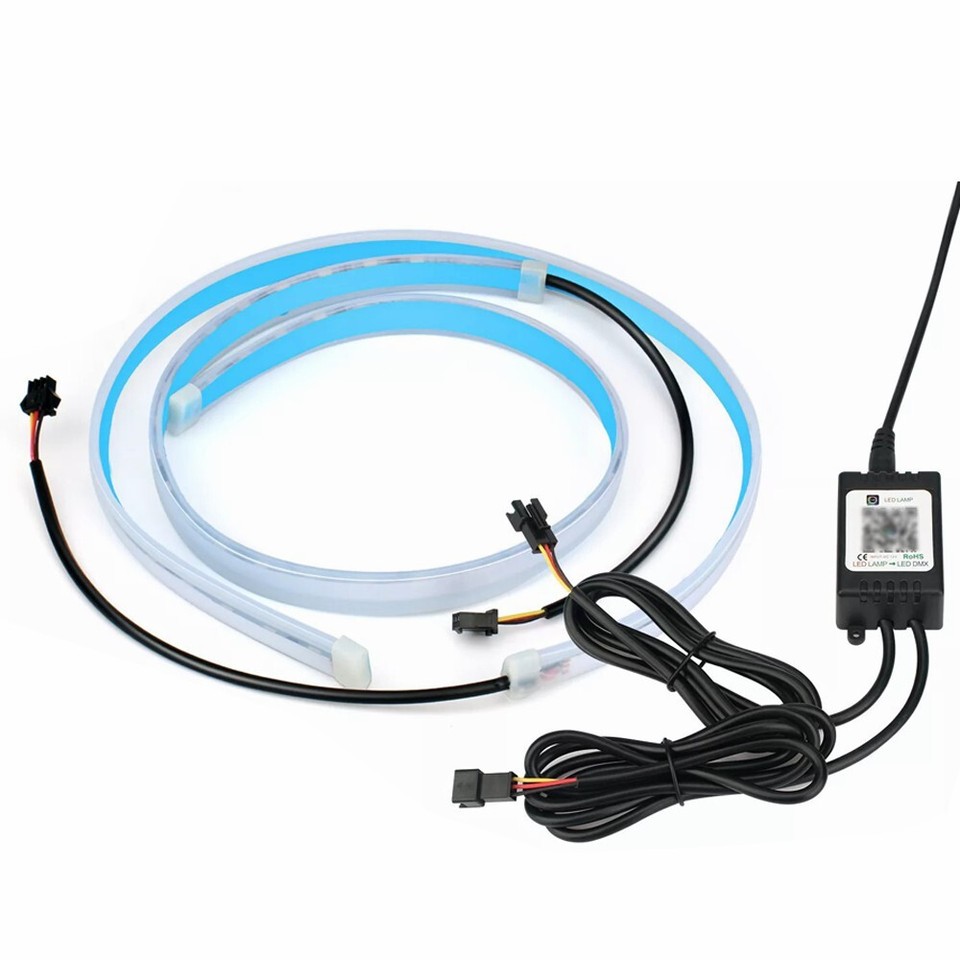60CM RGB LED DRL Light Car Headlight Strip Light Turn Signal APP ...