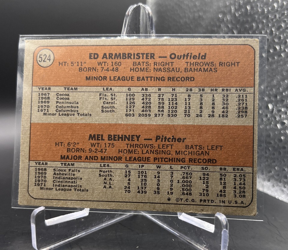 1972 Topps Baseball Cincinnati Reds Rookies Ed Armbrister Mel Behney ...