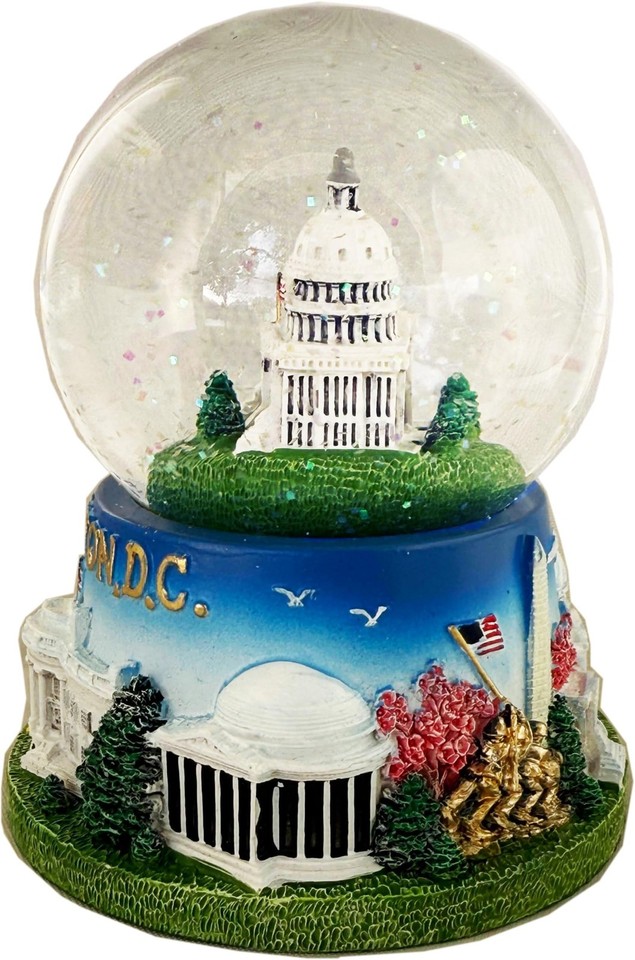 U.S. Capitol Building Snow Globe – Washington DC Landmarks base with ...